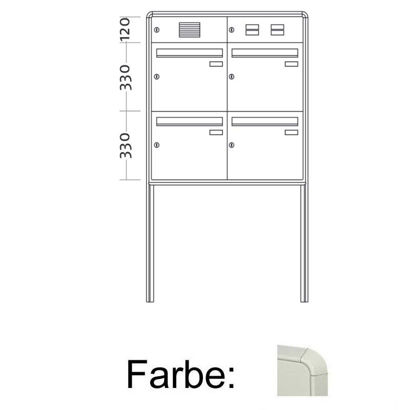 Briefkasten Freistehend Big Standard - 4 Fach Weiß